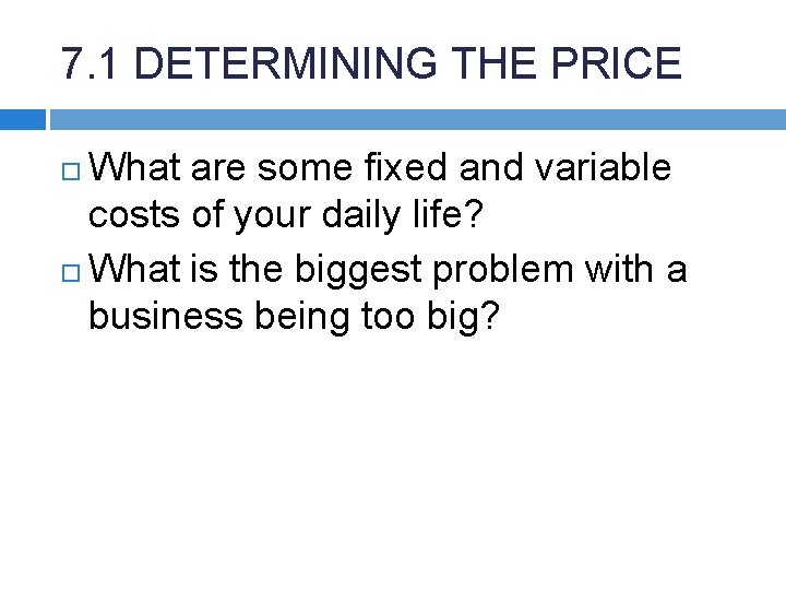 CHAPTER 7 PRICING 7 1 DETERMINING THE PRICE