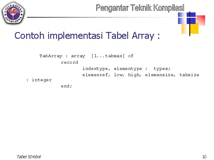 TABEL INFORMASI SIMBOL Fungsi Tabel Informasi atau Tabel