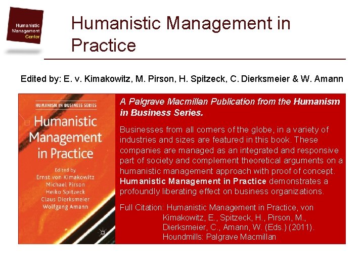 Humanism in Business book series lecturer slides Integrity