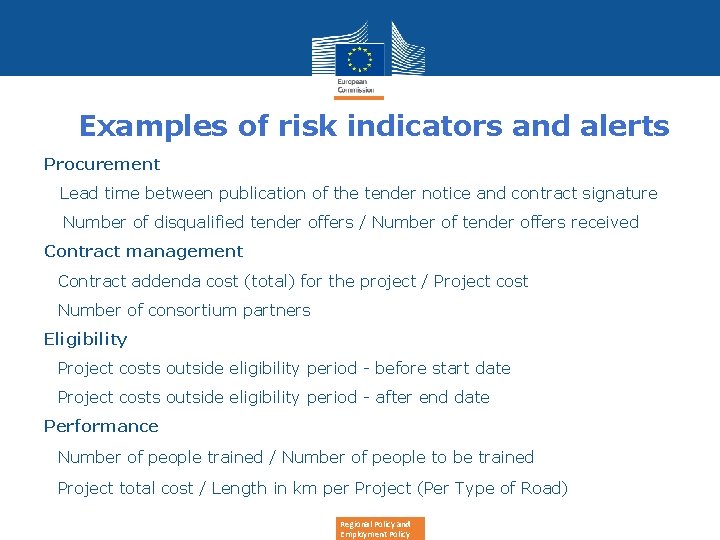 ARACHNE PROJECT Risk scoring tool December 2015 Regional