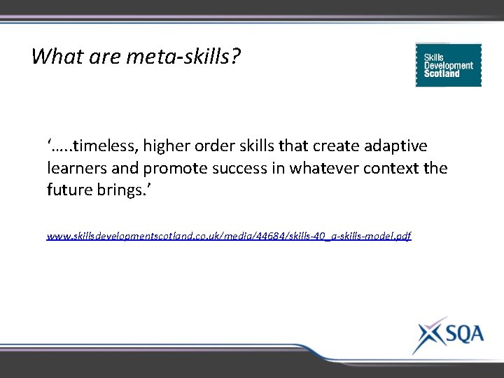 Developing and assessing metaskills Introductory webinar Tuesday 9