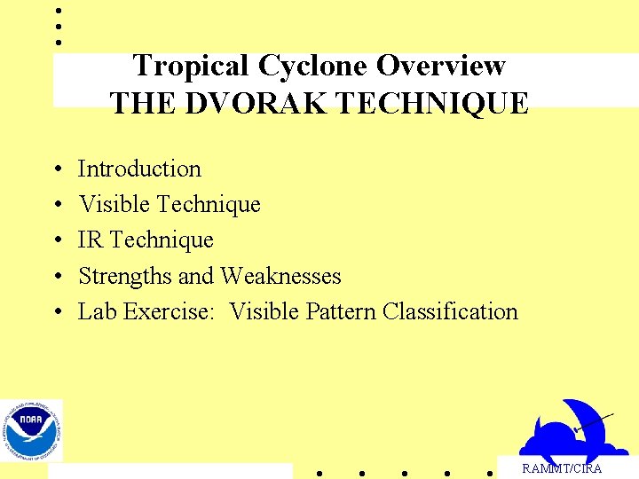 Tropical Cyclone Overview THE DVORAK TECHNIQUE Introduction Visible