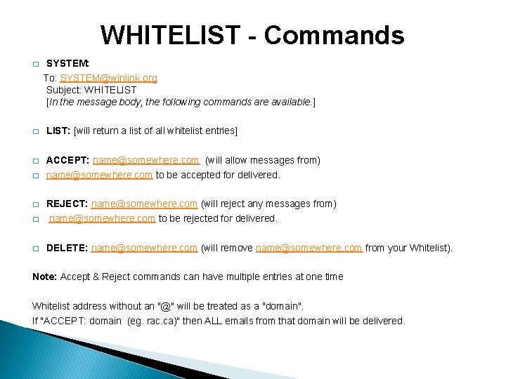 Your Winlink Whitelist Created by Ed VE 7