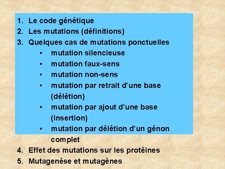 volution et Diversit du Vivant 101 NYA05 Cours