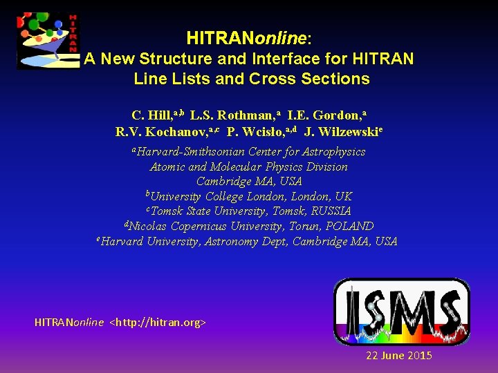 HITRANonline A New Structure and Interface for HITRAN