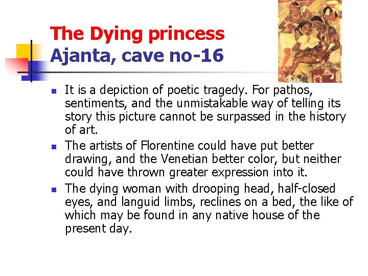 Indian Painting The Dying princess Ajanta cave no16