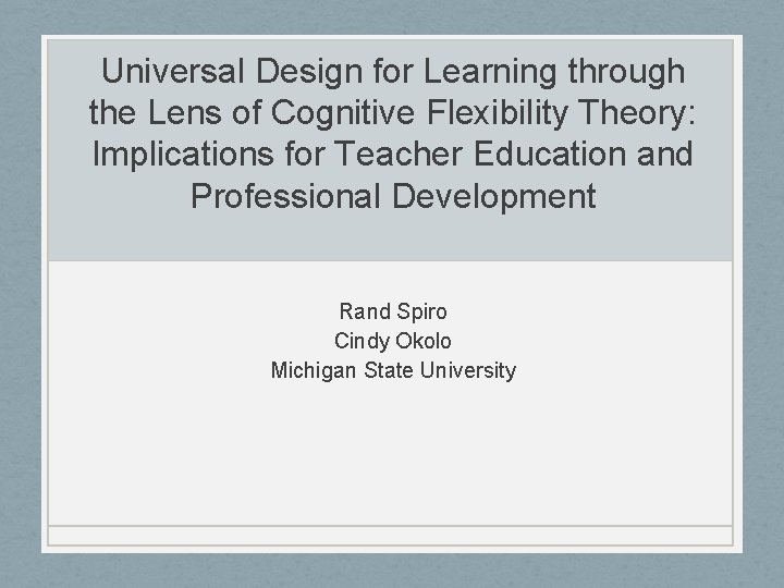 Universal Design for Learning through the Lens of