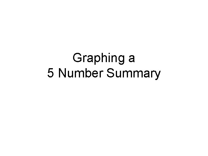 Graphing a 5 Number Summary Do Now Find