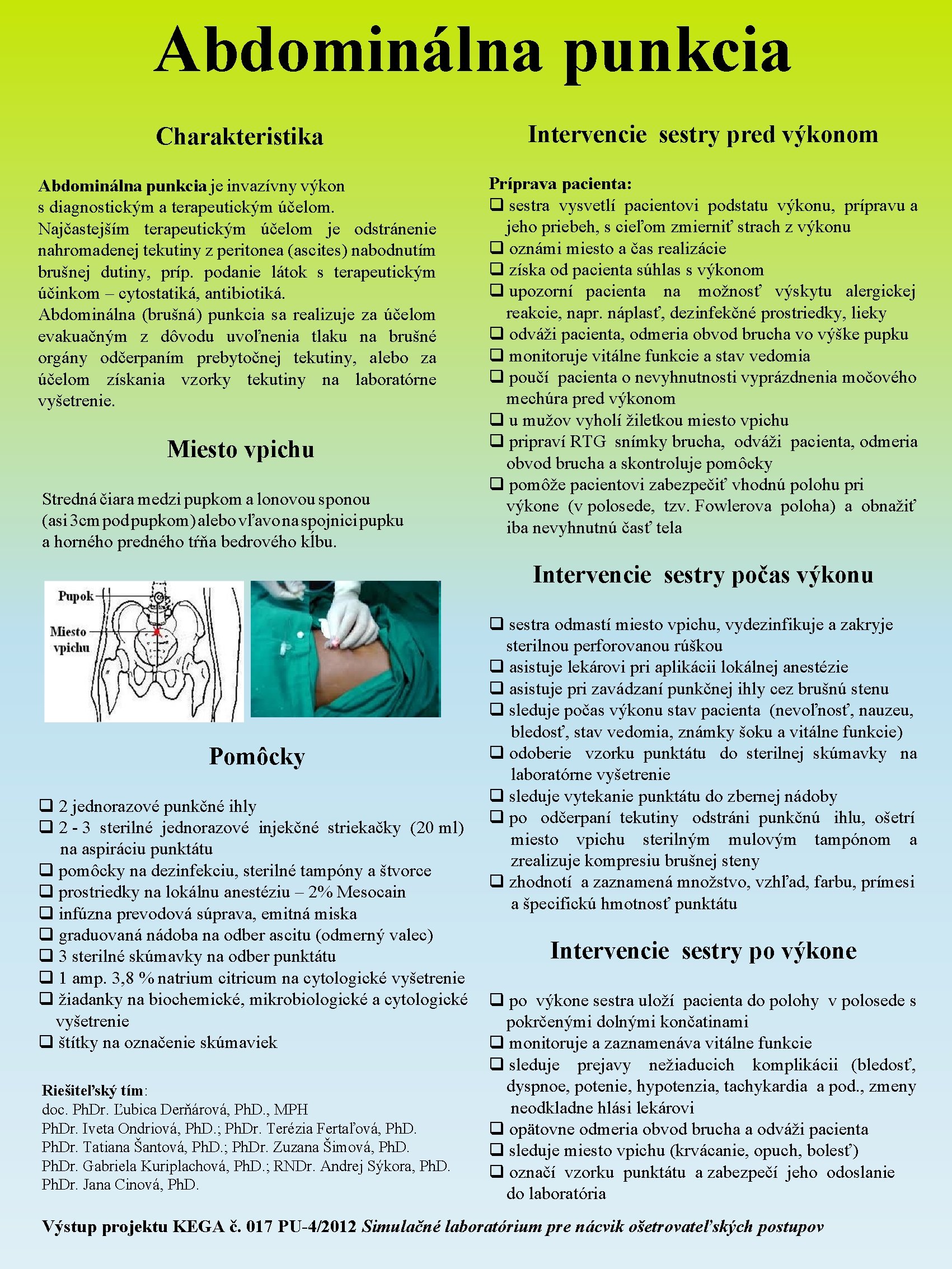 Abdominlna punkcia Charakteristika Intervencie sestry pred vkonom ...