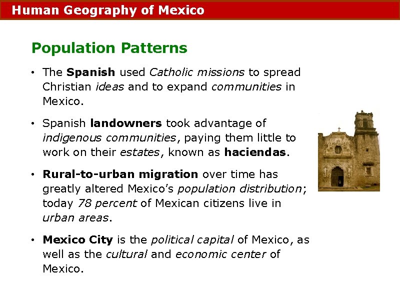 Chapter 7 lesson 2 Human Geography of Mexico