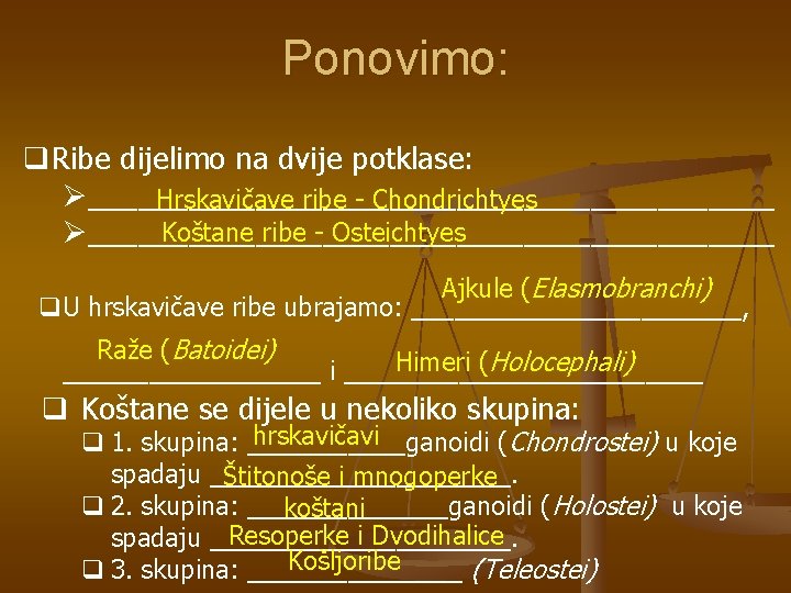 Kruglouste i Ribe Cyclostomata Pisces Subphylum VERTEBRATA Classis