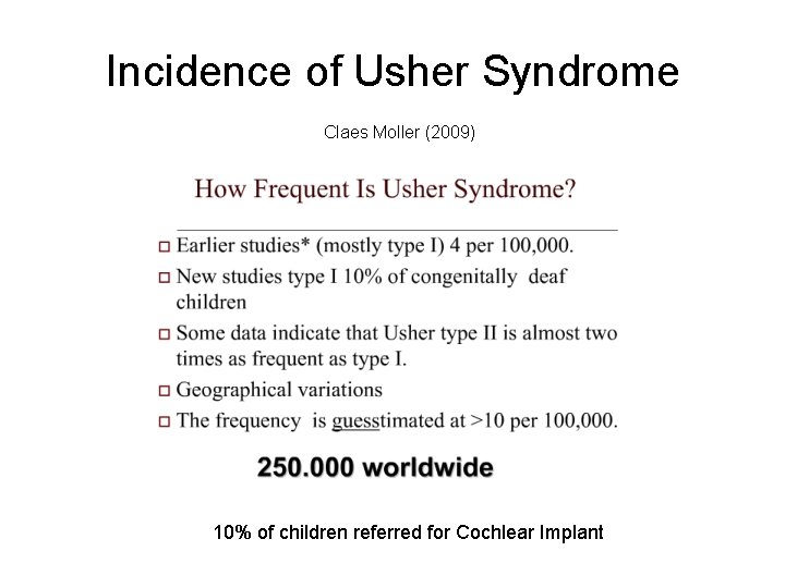 Usher syndrome Working with families in the Early