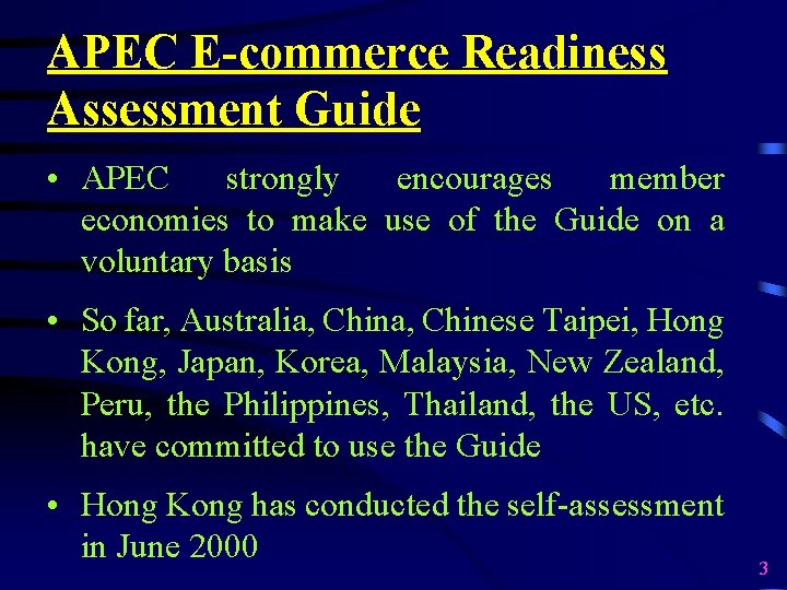Hong Kong Ecommerce Readiness APEC Ecommerce Readiness Assessment