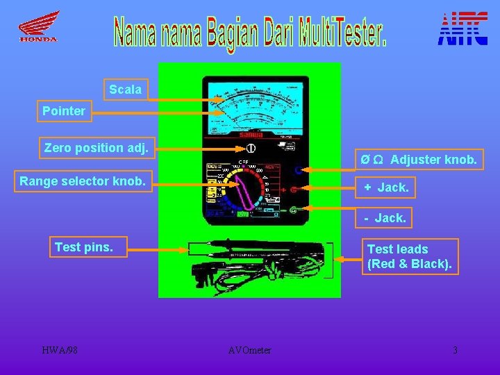 Jenis jenis Multi Tester Bagian bagian penting dari