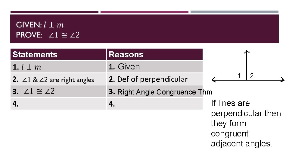 ANGLE PROOFS CONCEPT 15 Def of Congruent Angles