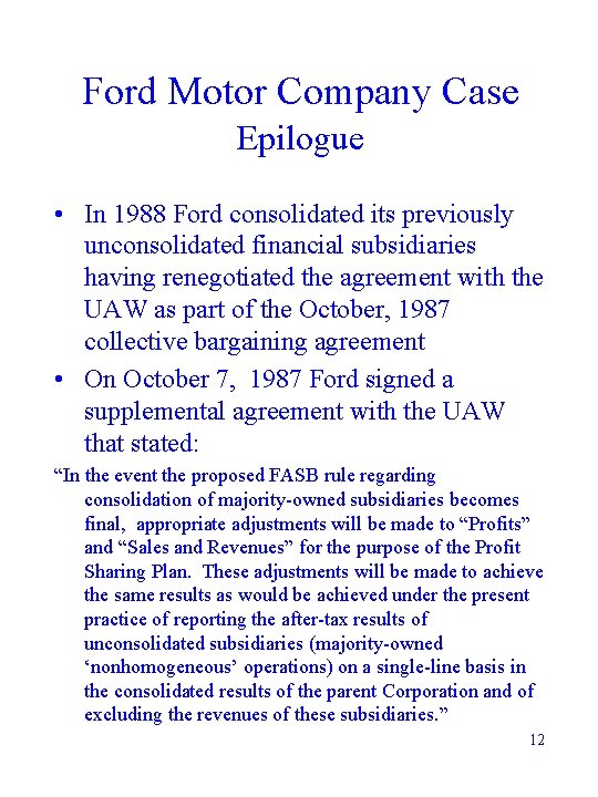 Ford Motor Company Case Lecture 4 Ford Motor