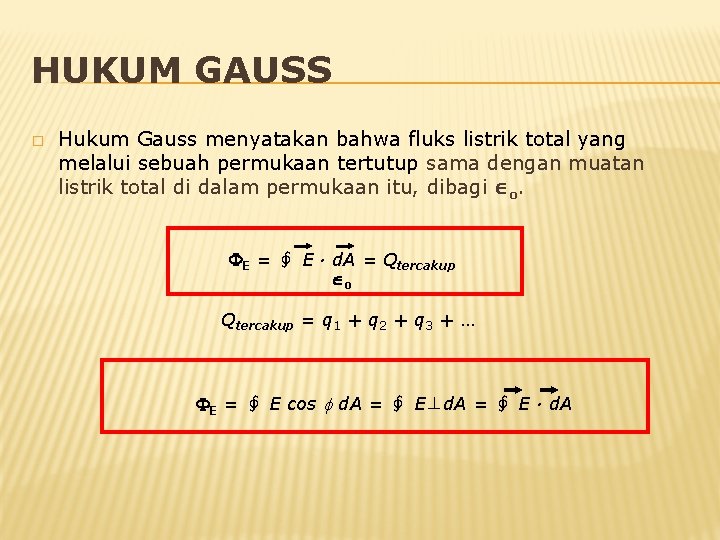 KERAPATAN FLUX LISTRIK HUKUM GAUSS DAN DIVERGENSI OLEH