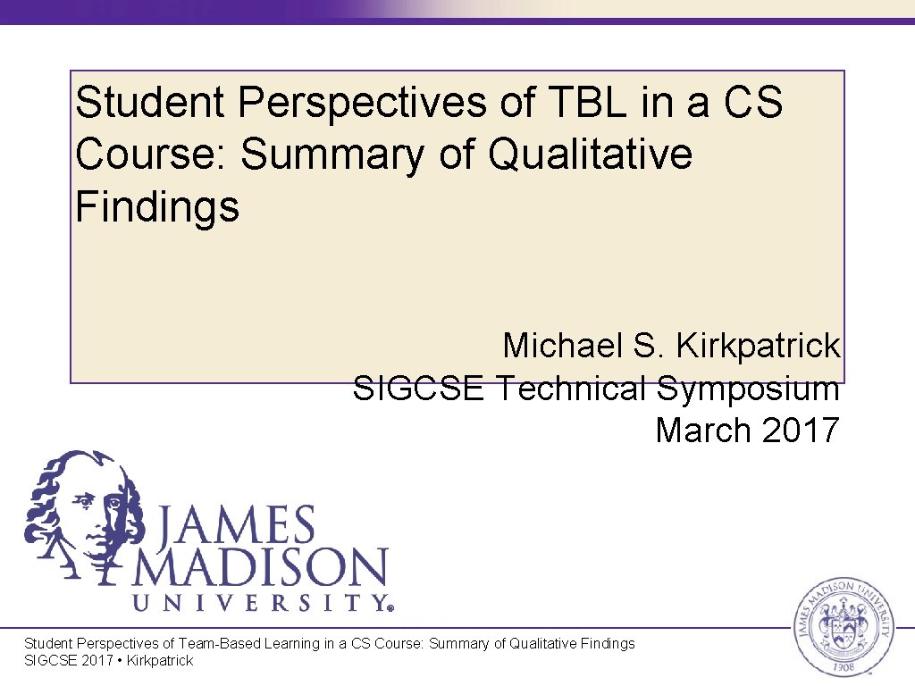 Student Perspectives of TBL in a CS Course