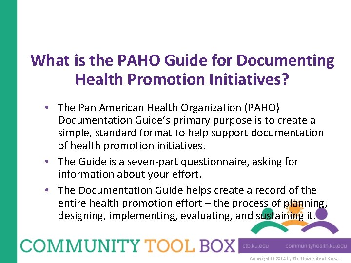 Using the PAHO Guide for Documenting Health Promotion