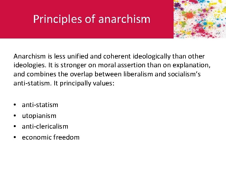 ANARCHISM Origins and development of anarchism Anarchism can