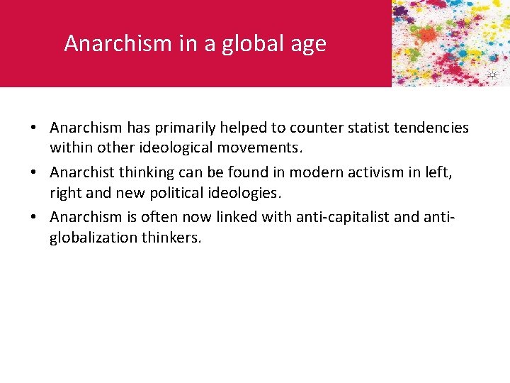 ANARCHISM Origins and development of anarchism Anarchism can