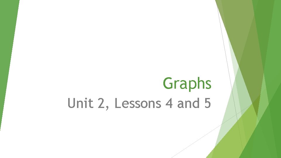 Graphs Unit 2 Lessons 4 and 5 Todays