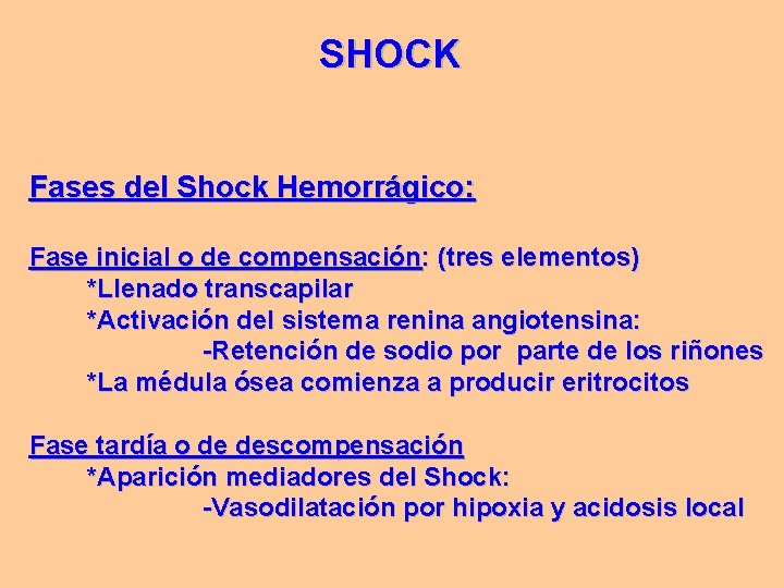 SHOCK Concepto Es un estado de hipoperfusin tisular