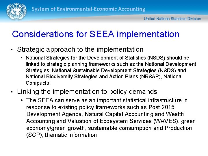 System of EnvironmentalEconomic Accounting SEEA Implementation Strategy An