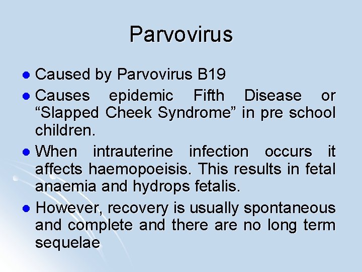 Parvovirus Infection and Pregnancy Max Brinsmead MB BS