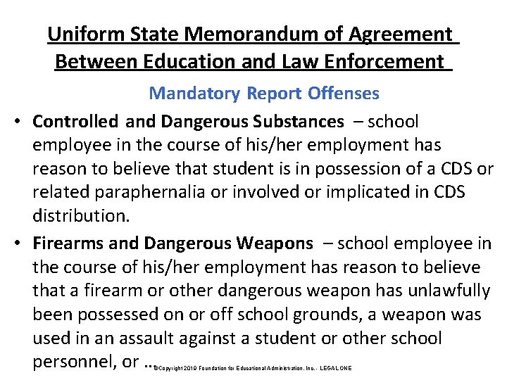 Uniform State Memorandum of Agreement Between Law Enforcement