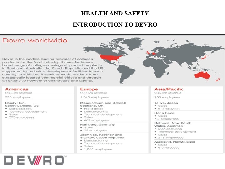 DERMATITIS HEALTH AND SAFETY INTRODUCTION TO DEVRO HEALTH