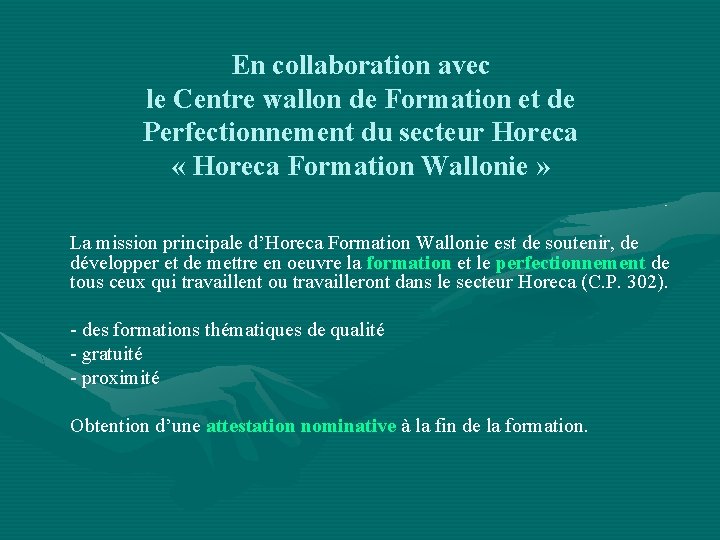 Instauration dun systme dautocontrle dans le secteur Horeca