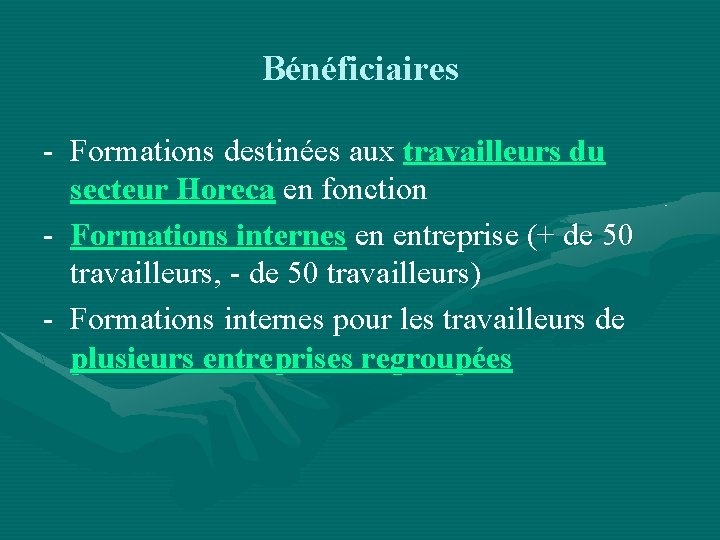 Instauration dun systme dautocontrle dans le secteur Horeca