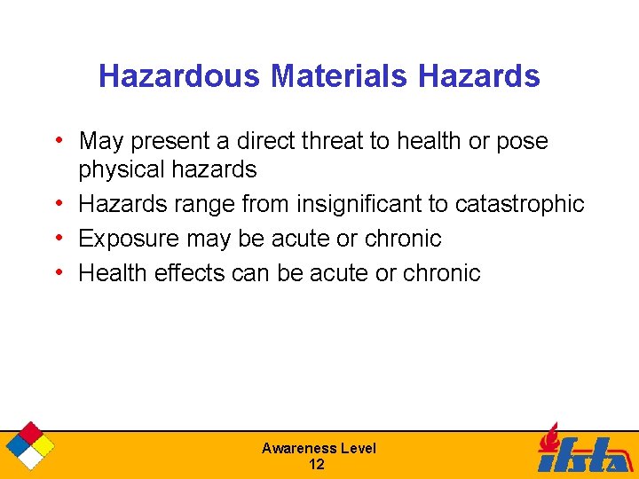 AwarenessLevel Lesson 1 Presentation Hazardous Materials for First