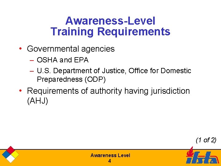 AwarenessLevel Lesson 1 Presentation Hazardous Materials for First