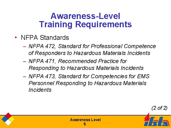 AwarenessLevel Lesson 1 Presentation Hazardous Materials for First