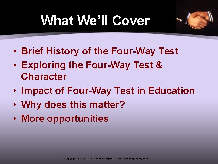 Fostering High Ethical Standards Bringing the Rotary FourWay