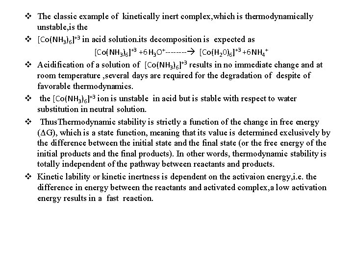 REACTIVITY OF METAL COMPLEXES Lability Inertness Of Complexes