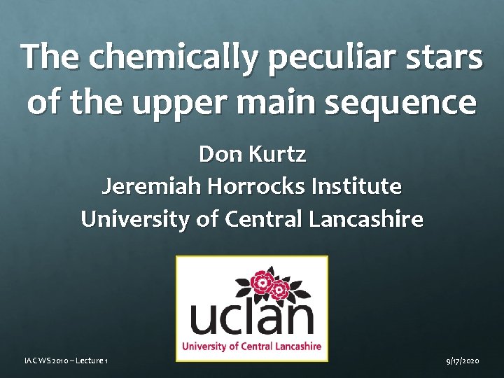 The chemically peculiar stars of the upper main