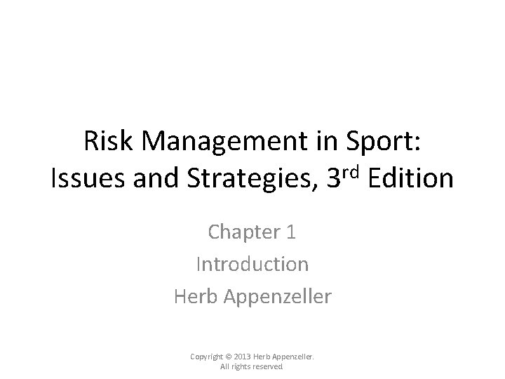 Risk Management in Sport Issues and Strategies 3