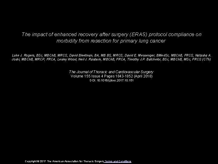 The impact of enhanced recovery after surgery ERAS