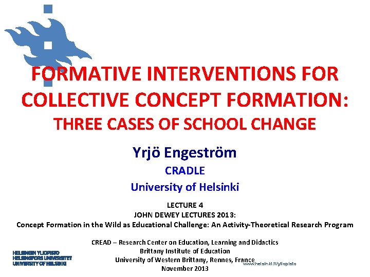 FORMATIVE INTERVENTIONS FOR COLLECTIVE CONCEPT FORMATION THREE CASES