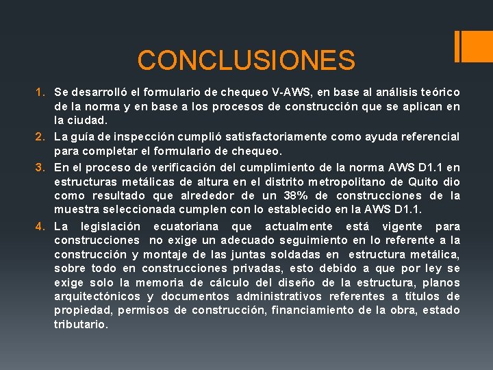 VERIFICACIN DEL CUMPLIMIENTO DE LA NORMA AWS D