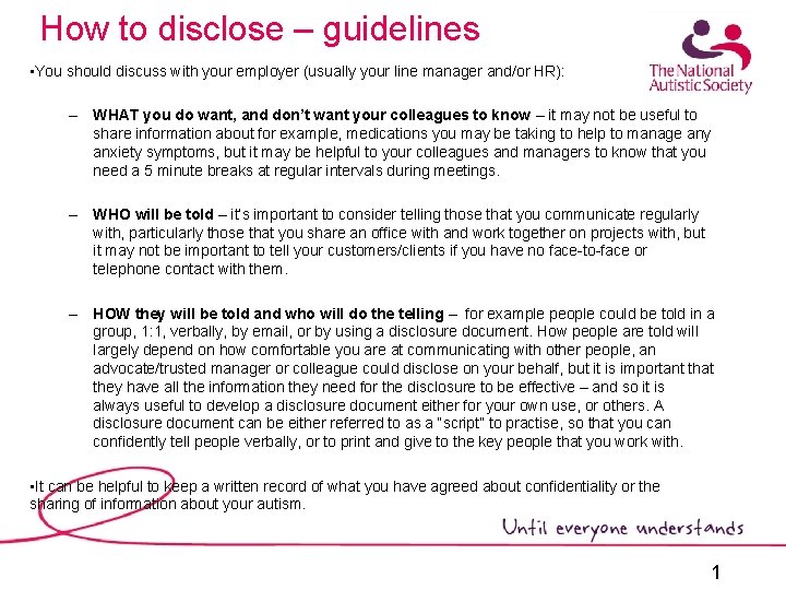 How to disclose guidelines You should discuss with