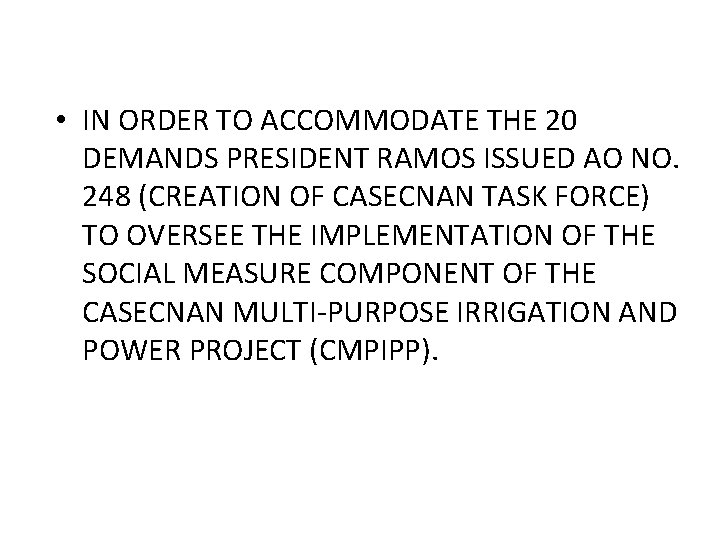 BRIEF HISTORY THE GOVERNMENT THROUGH DIFFERENT AGENCIES NIA