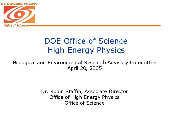 U S Department of Energy Office of Science