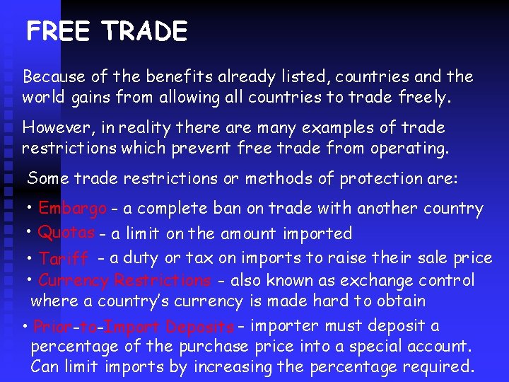 LEARNING OUTCOME 8 INTERNATIONAL TRADE THE BENEFITS OF