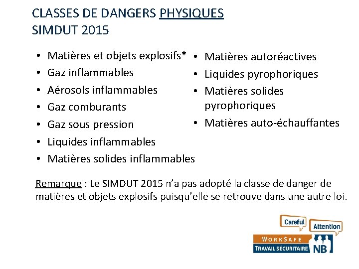 SIMDUT 2015 OBJECTIFS DE LATELIER 1 2 3