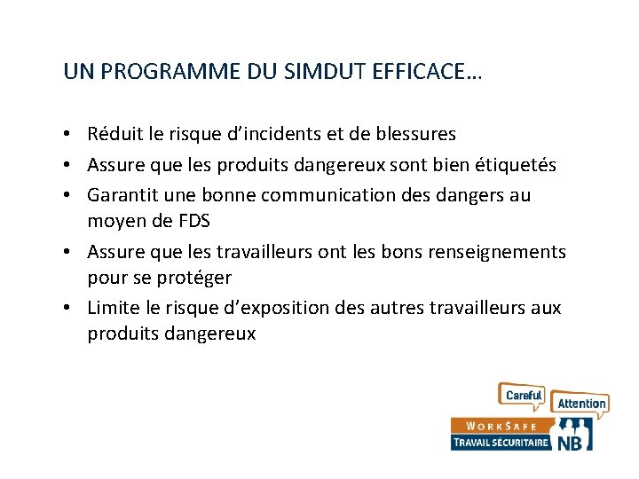 SIMDUT 2015 OBJECTIFS DE LATELIER 1 2 3