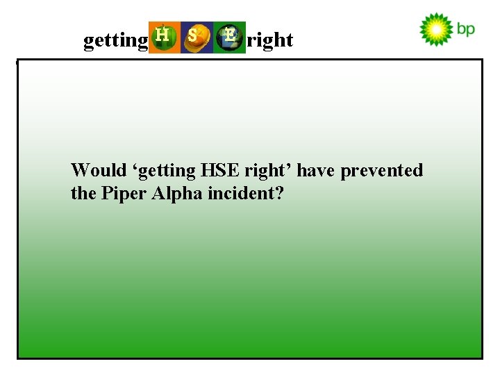 getting H S E right getting HSE right